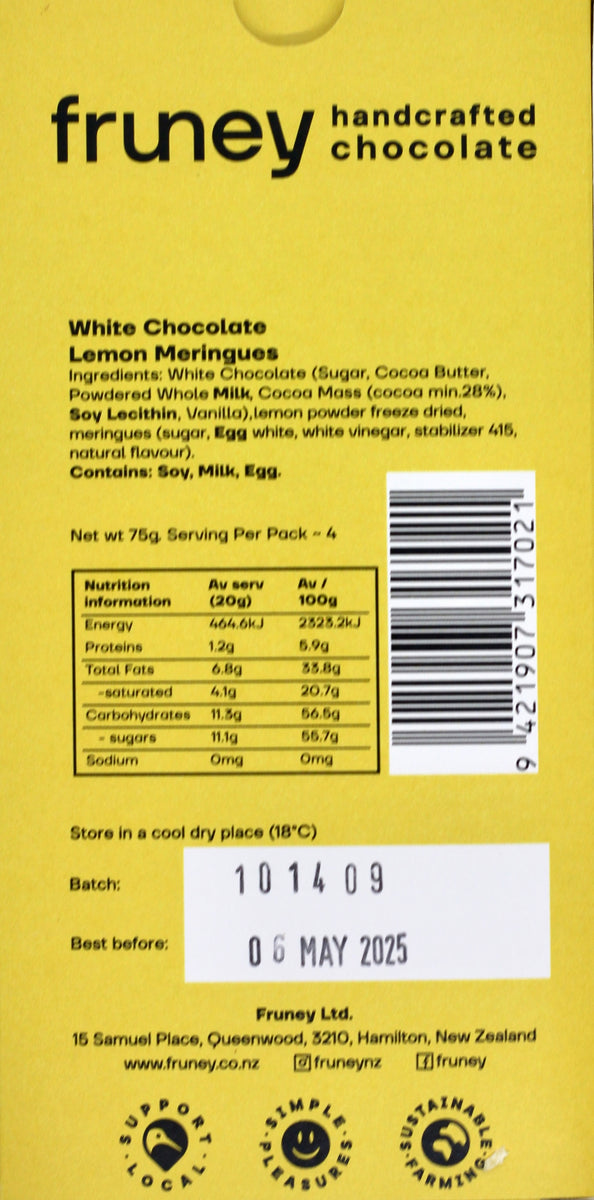 White Chocolate & Lemon Meringue bar – FRUNEY